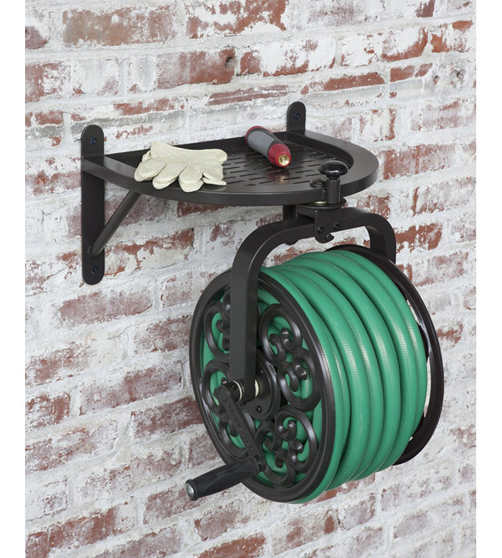 Liberty Garden Navigator Multi Directional Steel Wall Mounted Hose Reel